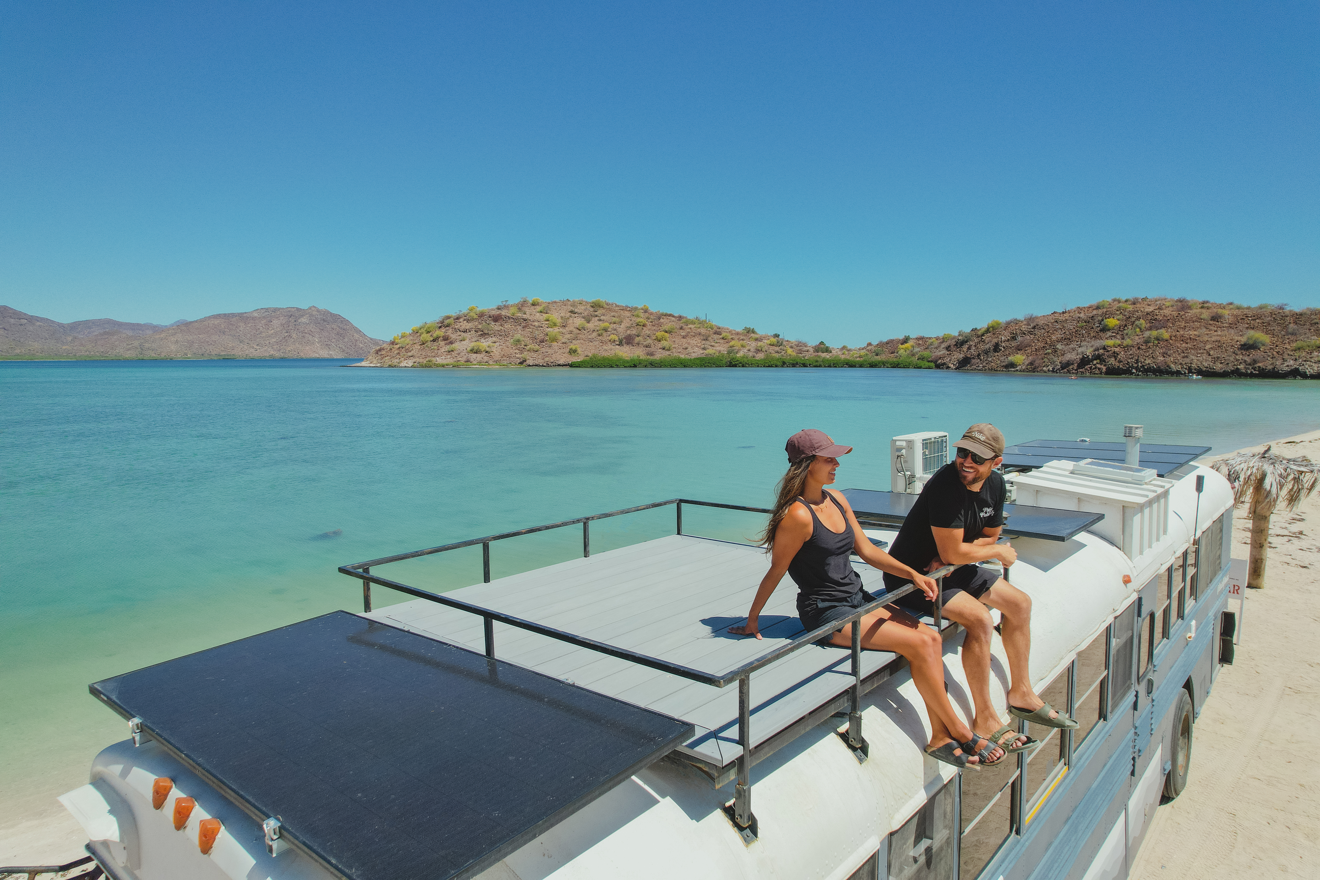 school bus rooftop deck